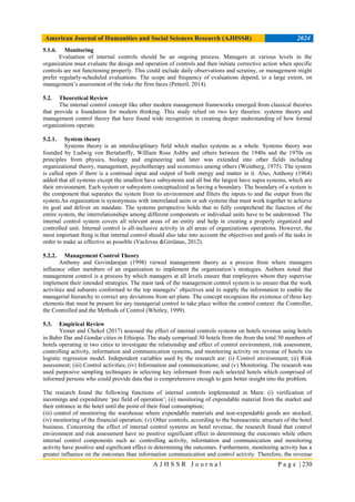 Effectiveness of Internal Control Systems on the performance of Hospitality Industry Management ...