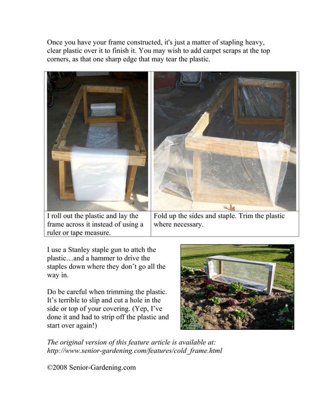 A Simple Cold Frame - for Winter Gardening | PDF