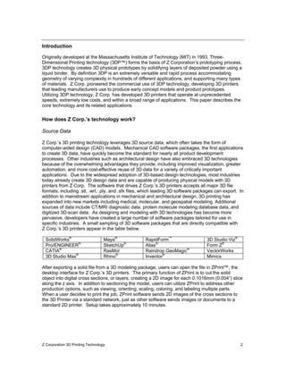Zcorporation3 d printing | PDF
