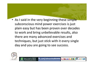 22 excercise of power of subconcious mind | PPT