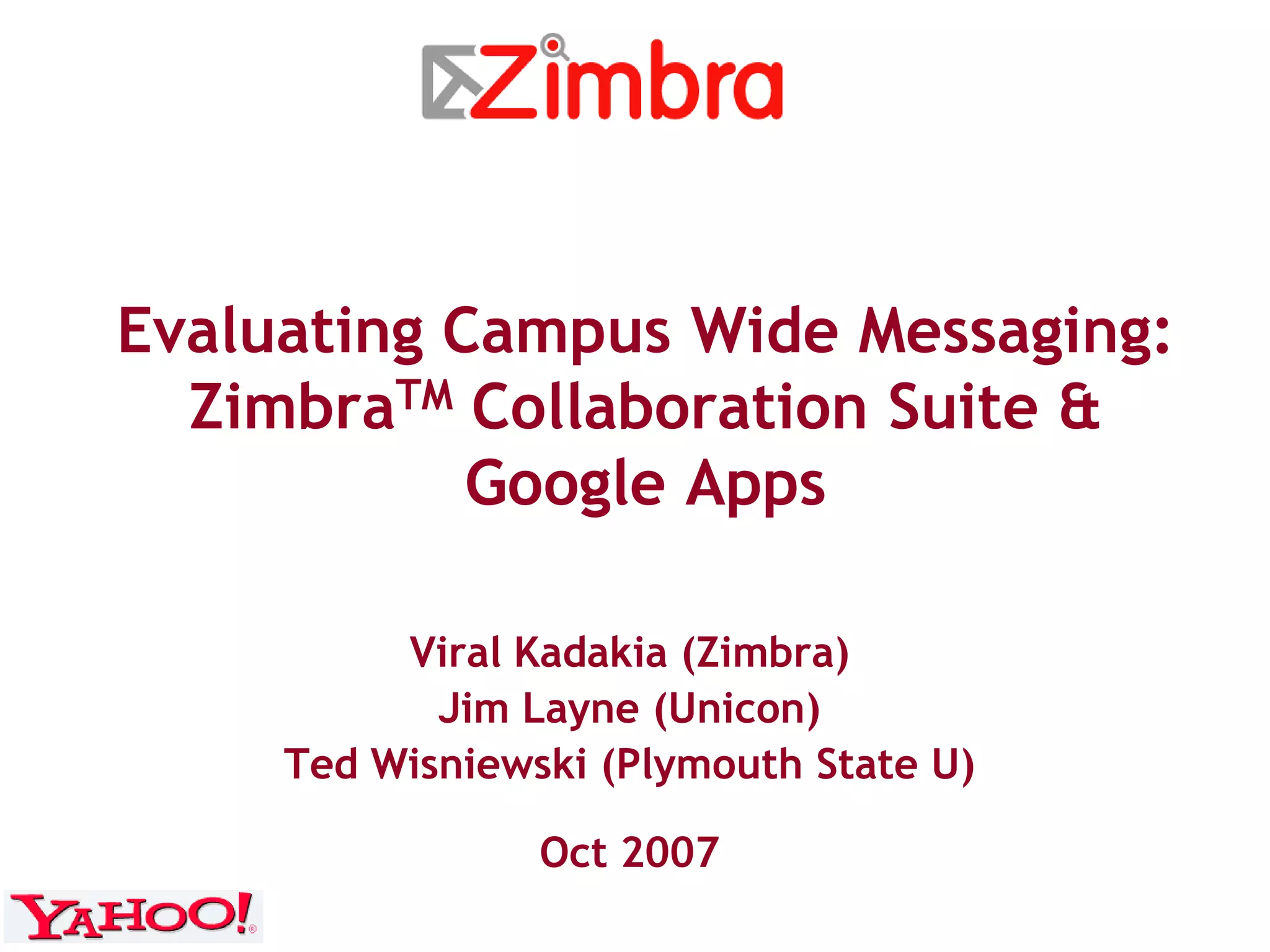 Zimbra Collaboration Suite And Google Apps | PDF