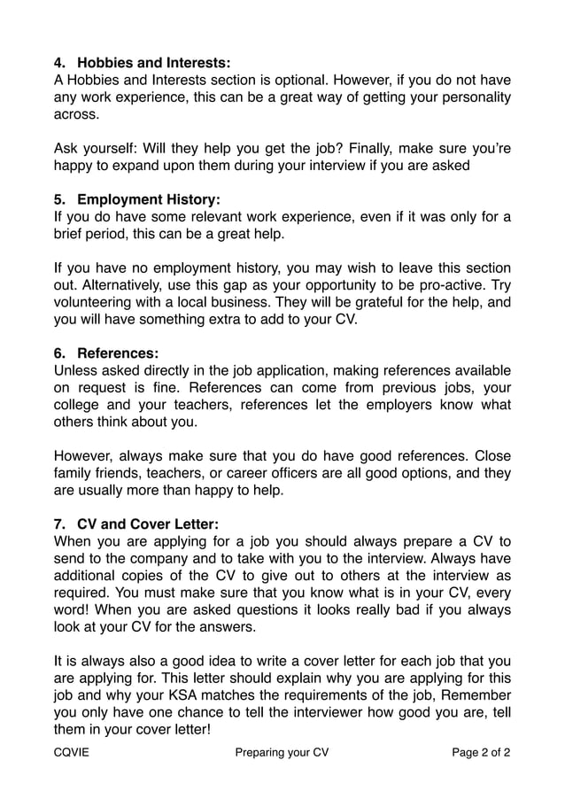 How to prepare a CV | PDF