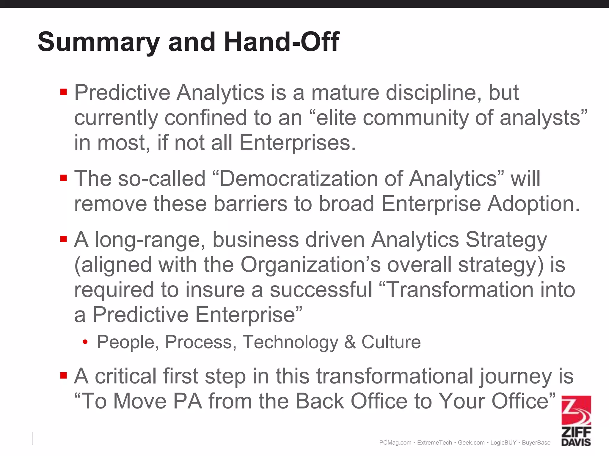 Zd sap - predictive analytics - 3-26-13 r1 | PPTX | Databases | Computer Software and Applications