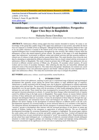 Adolescence Offence and Social Responsibilities: Perspective Upper ...