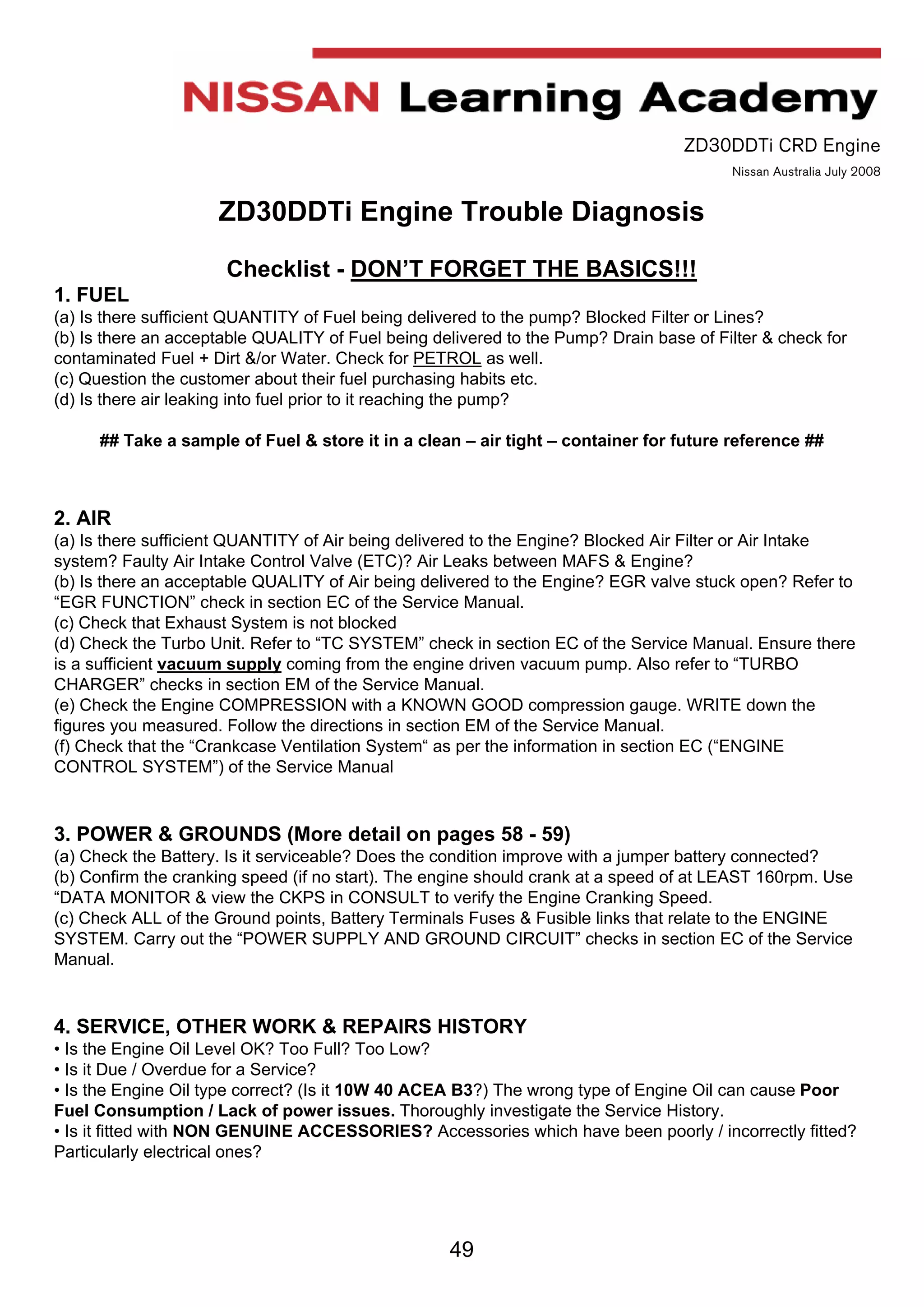 Manual engine ZD30 nissan | PDF