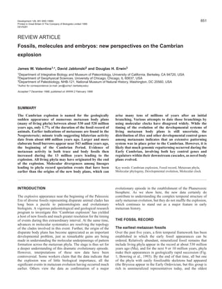 Valentine et al 1999 (fossils, molecules and embryos new perspectives ...