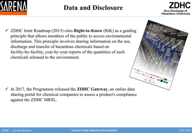 ZDHC - An Overview at Sarena Textile Industries | PPTX