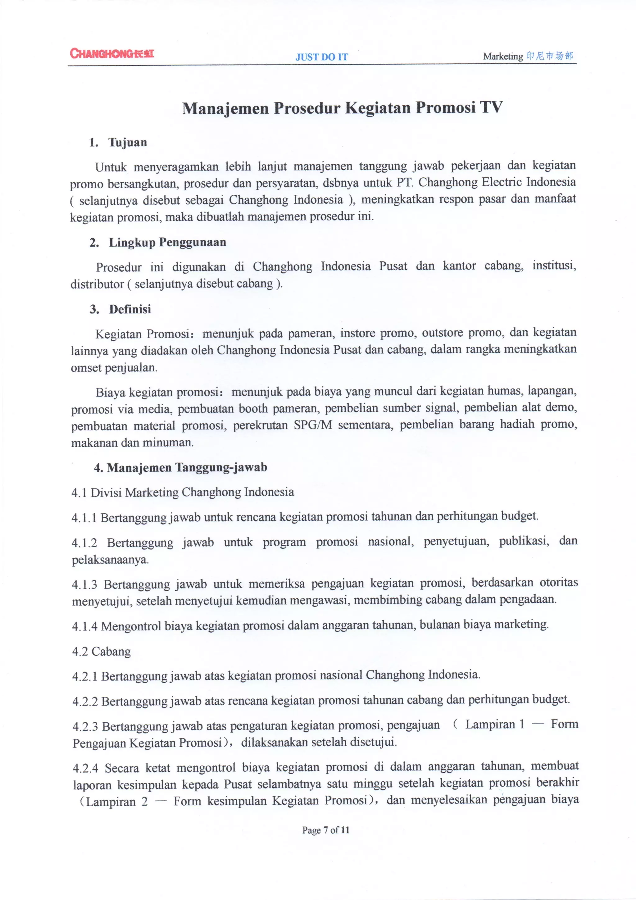 Manajemen prosedur kegiatan promosi tv | PDF