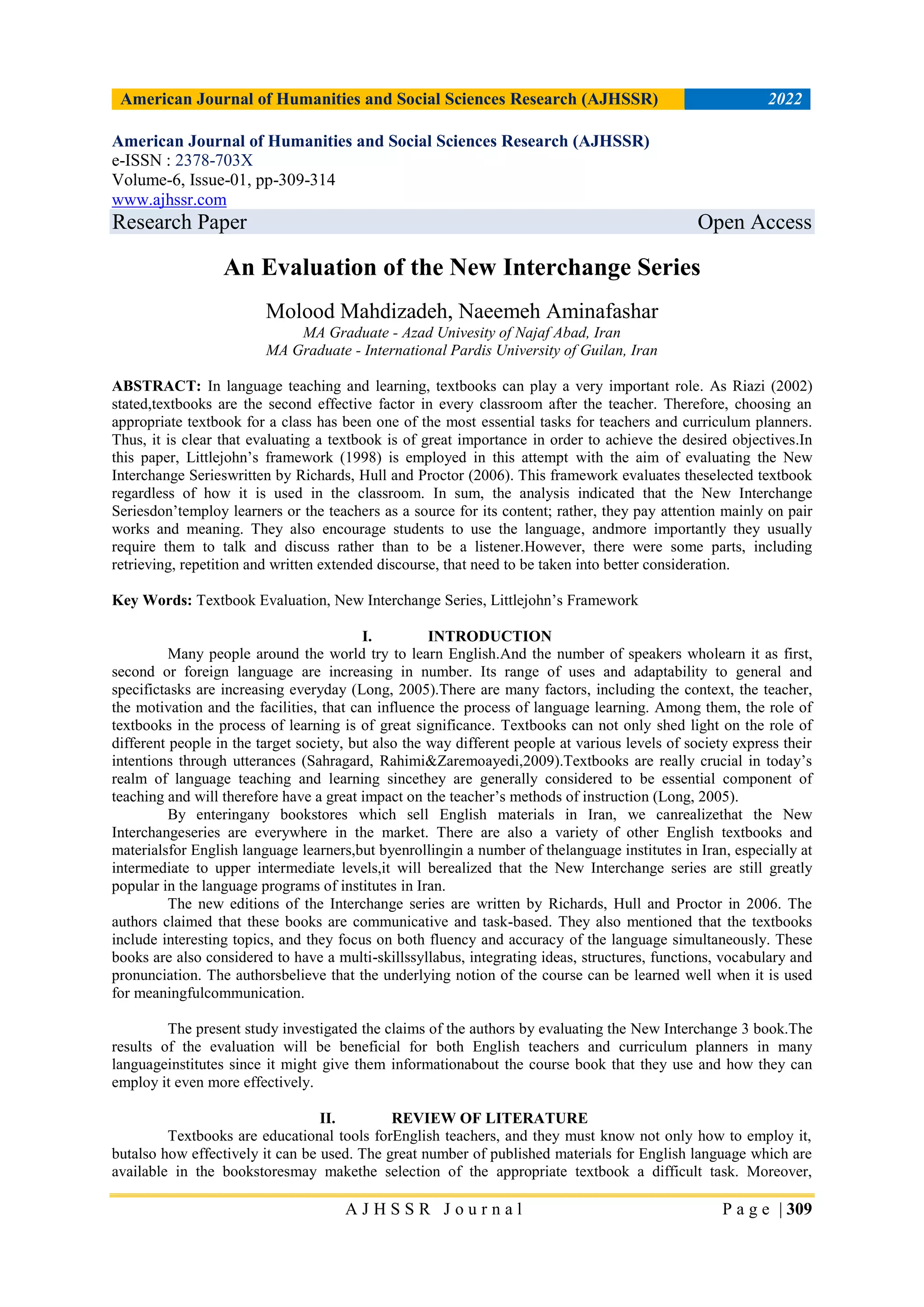 An Evaluation of the New Interchange Series | PDF