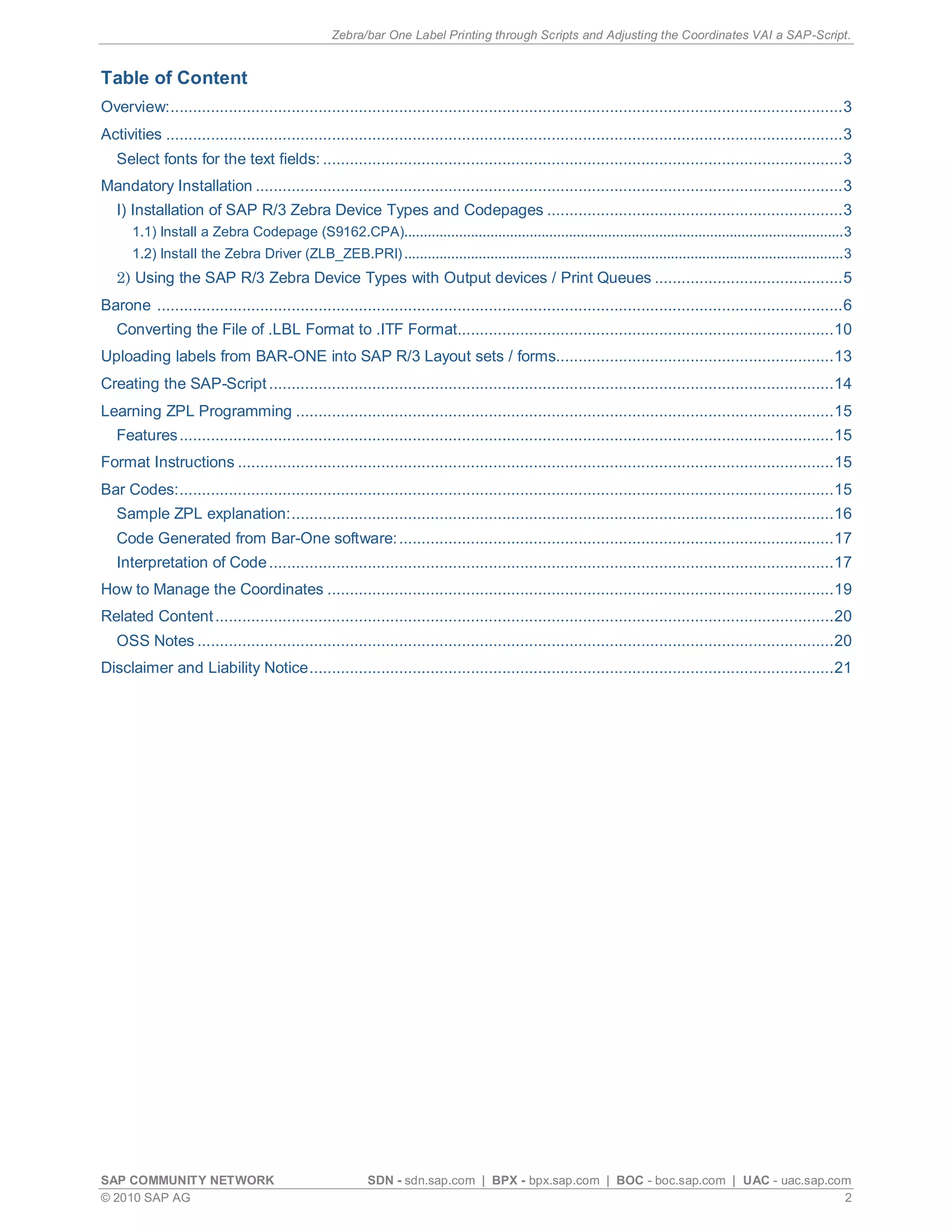 Zebra -bar one label printing | PDF
