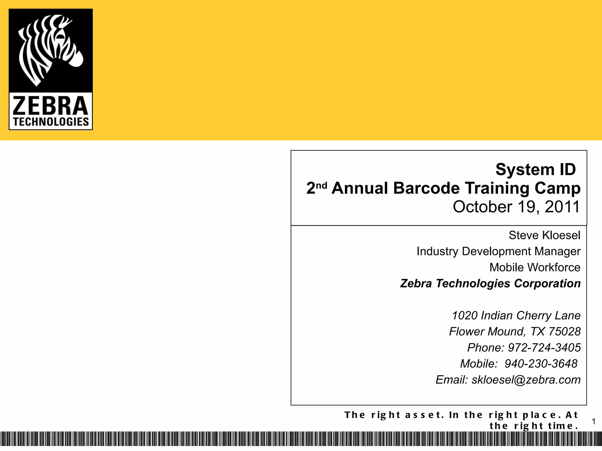 Super Barcode Training Camp - Zebra Barcode Printer Presentation | PPT