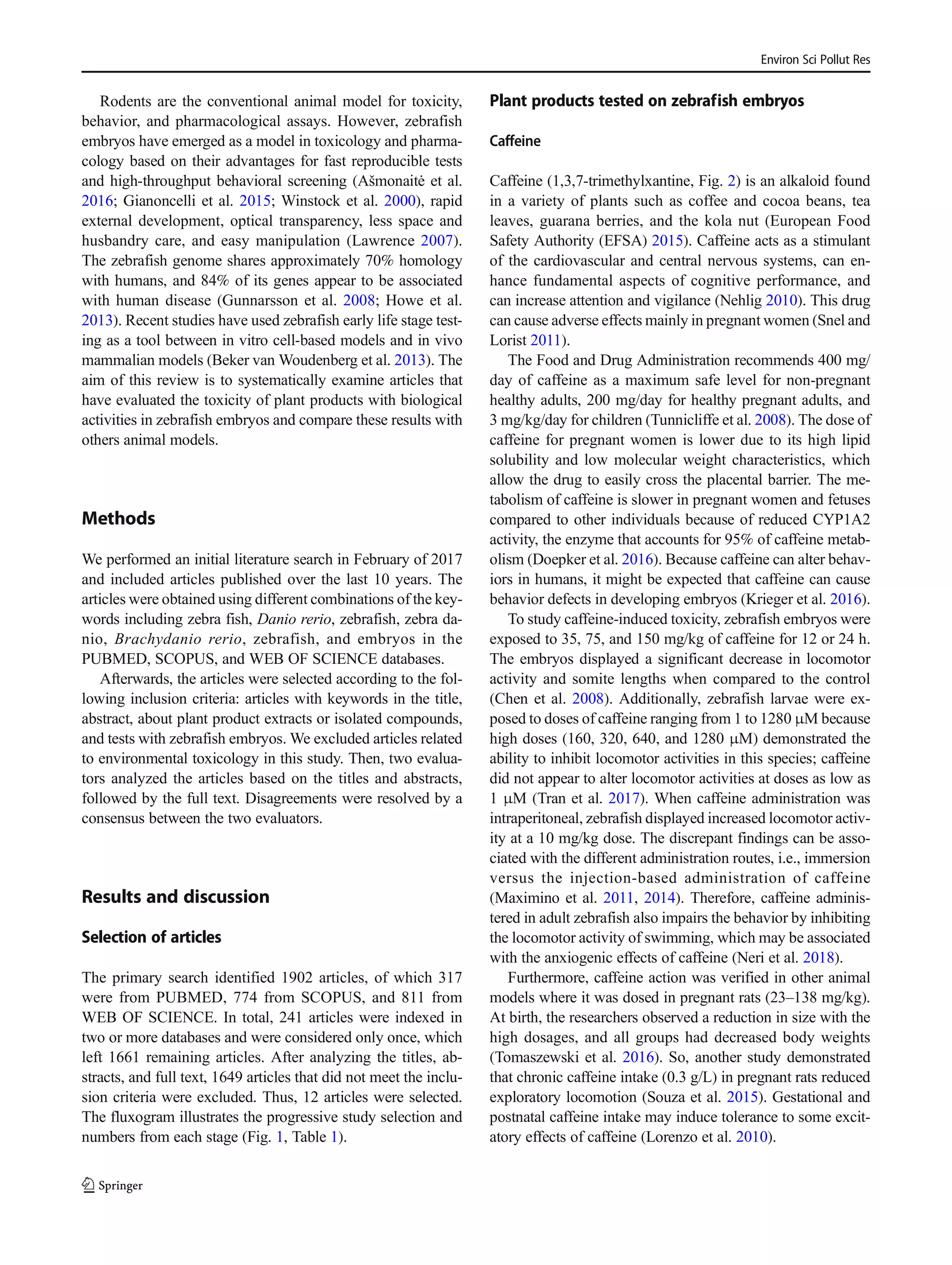 Zebrafish as an alternative method for determining the embryo toxicity ...