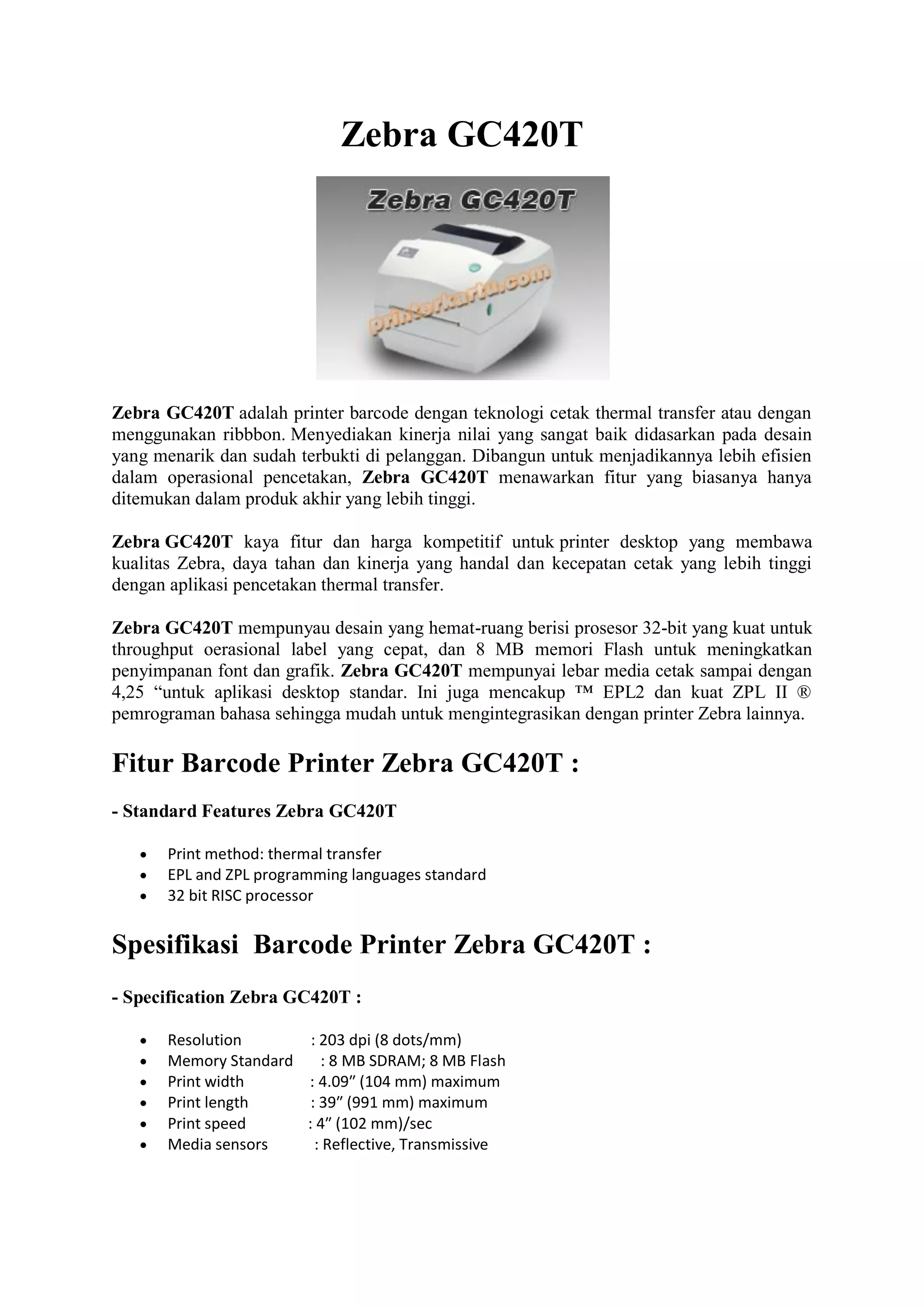 Zebra gc420t | PDF