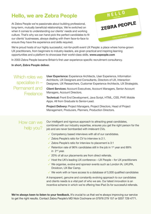 Zebra People Info Pack | PDF