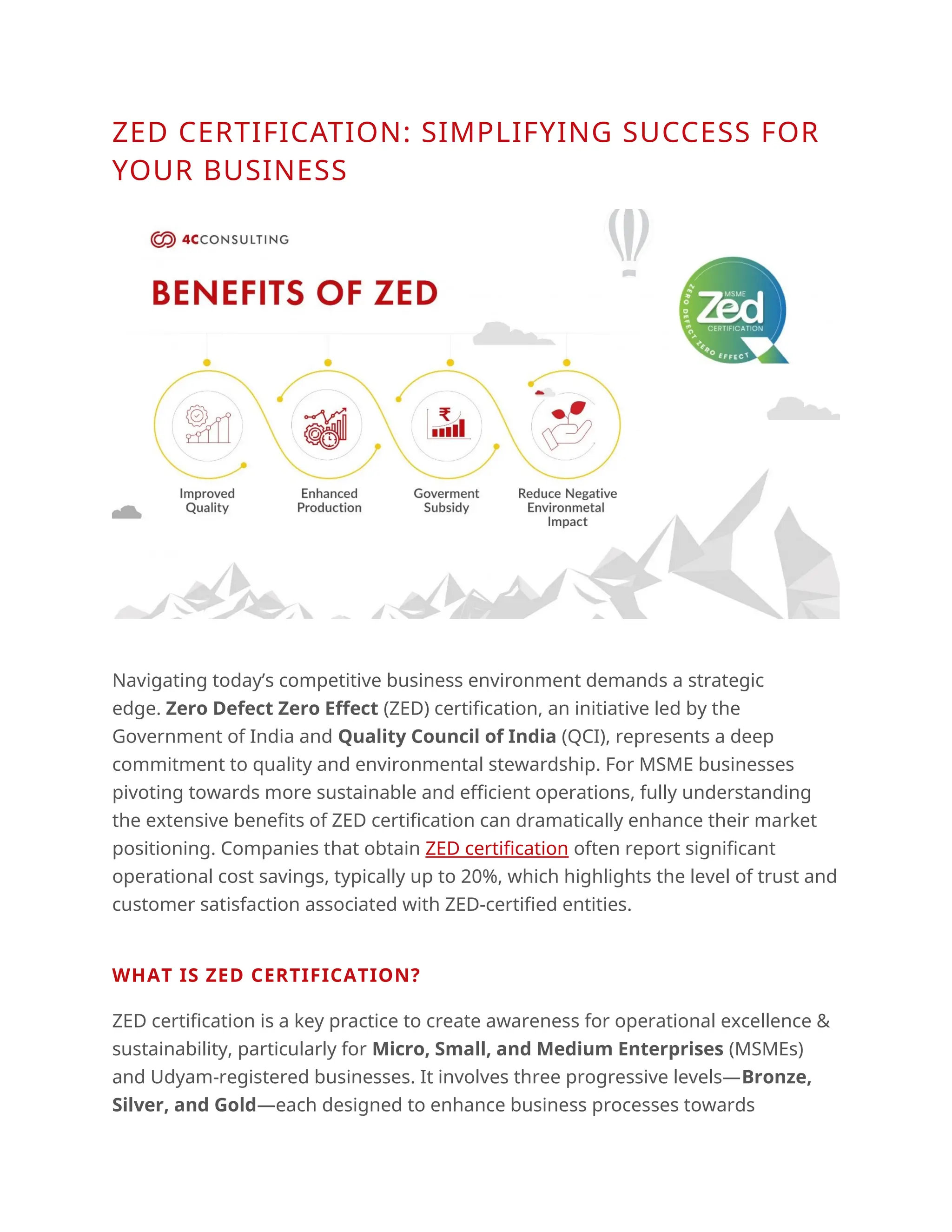ZED CERTIFICATION: SIMPLIFYING SUCCESS FOR YOUR BUSINESS | DOCX