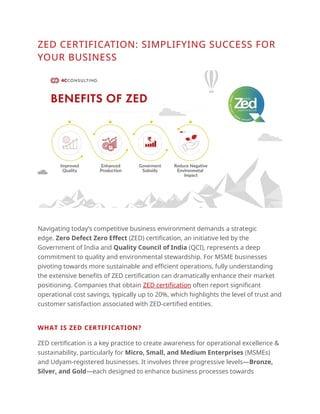 ZED CERTIFICATION: SIMPLIFYING SUCCESS FOR YOUR BUSINESS | PDF
