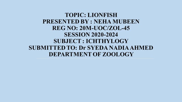 Lion fish and its meristic characteristics | PDF | Zoos & Aquariums ...