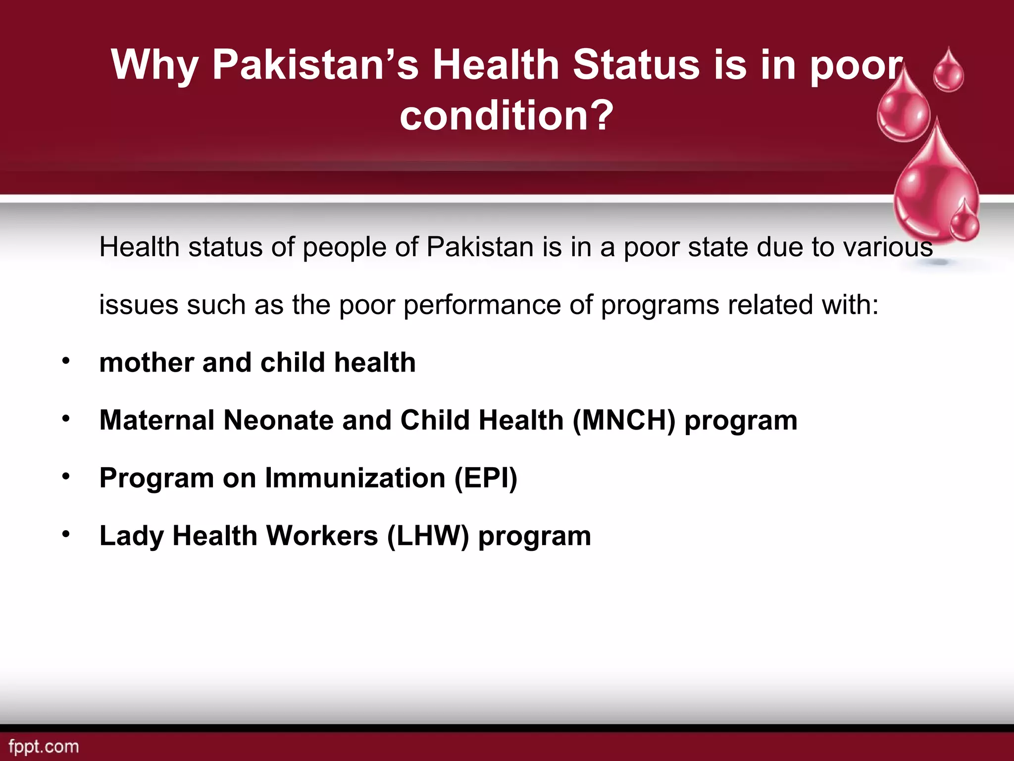 MDGs and Health Status of Pakistan | PPT