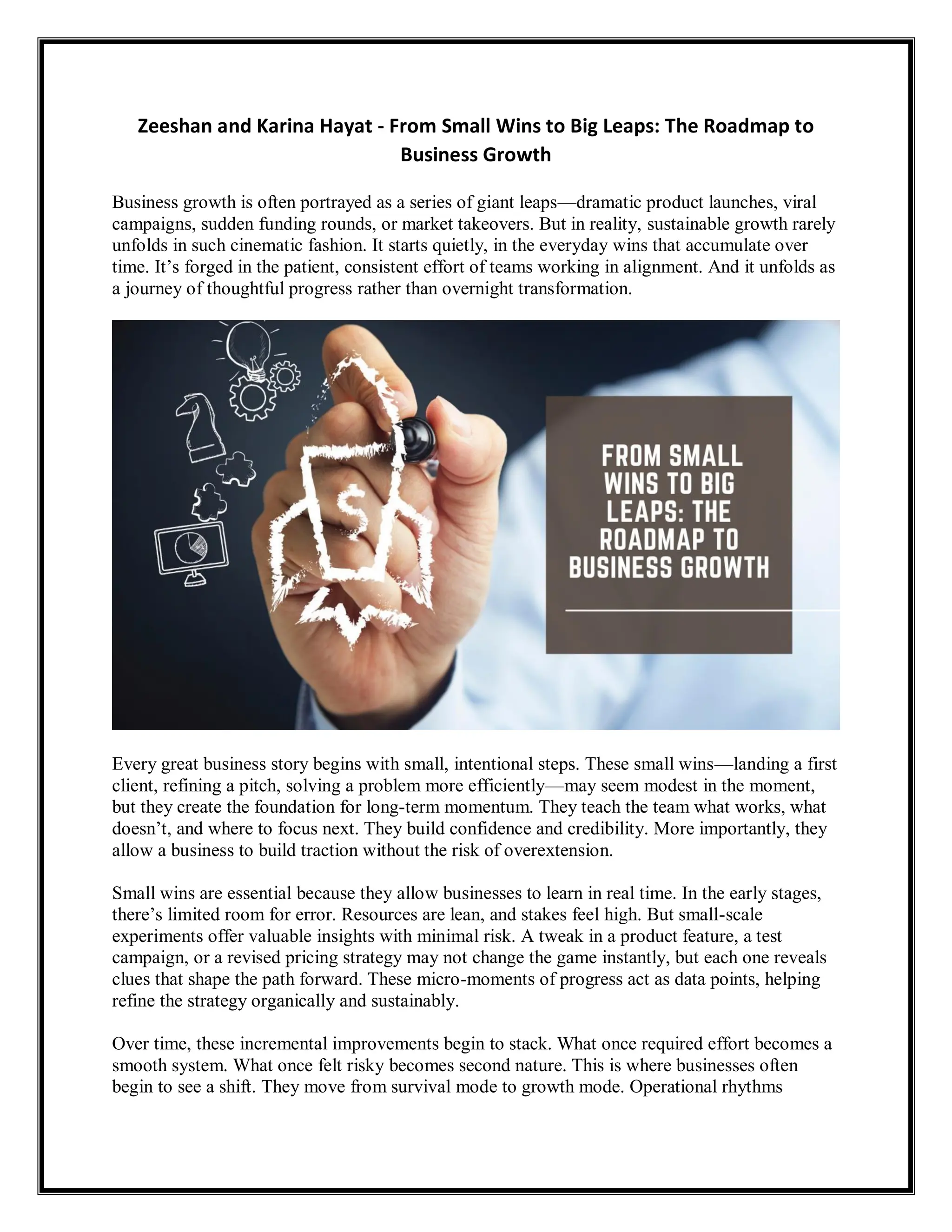 Zeeshan and Karina Hayat - From Small Wins to Big Leaps - The Roadmap ...