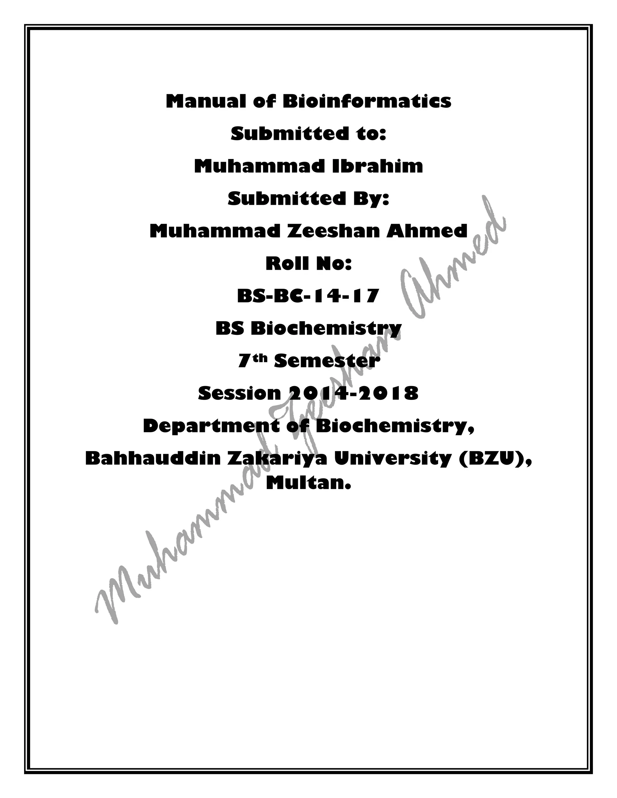 Bioinformatics complete manual | PDF