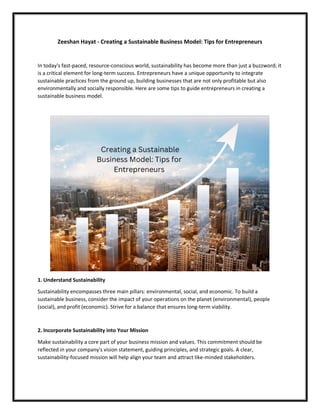 Zeeshan Hayat - Creating a Sustainable Business Model - Tips for Entrepreneurs.pdf