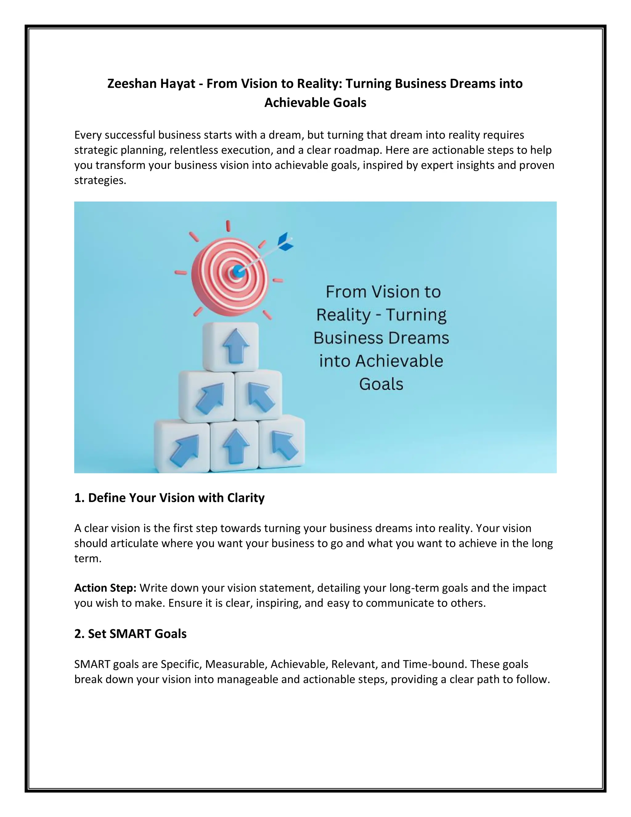 Zeeshan Hayat - From Vision to Reality - Turning Business Dreams into ...