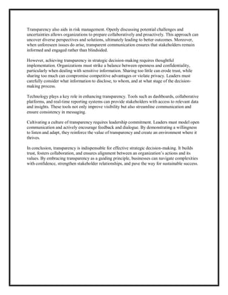 Zeeshan Hayat - The Importance of Transparency in Strategic Decision ...