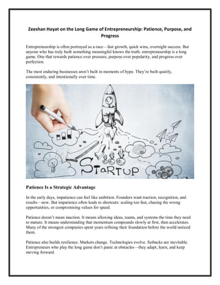 Zeeshan Hayat on the Long Game of Entrepreneurship - Patience, Purpose ...