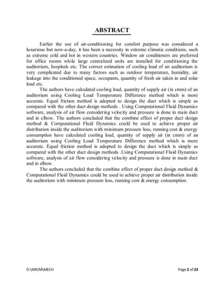 Hvac system for outdoor air conditioning | DOCX | Science