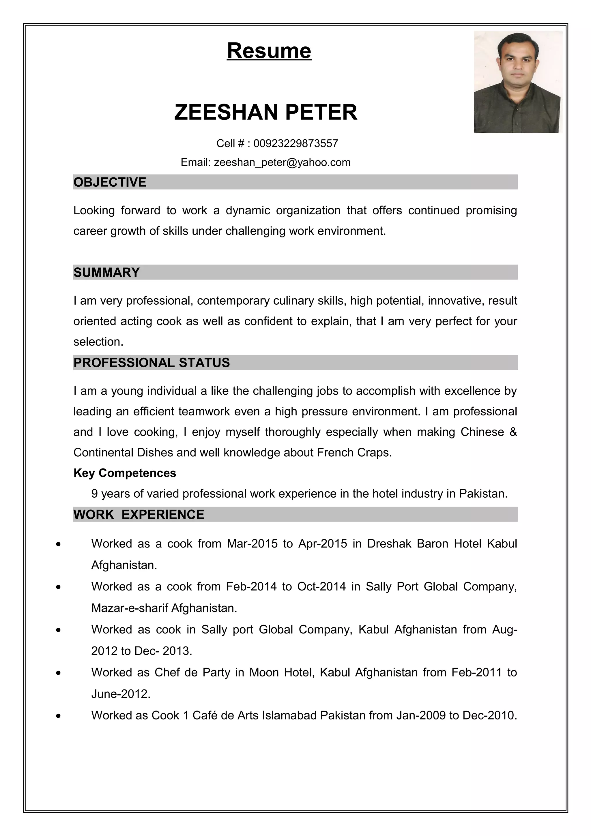 Zeeshan peter new cv | DOC