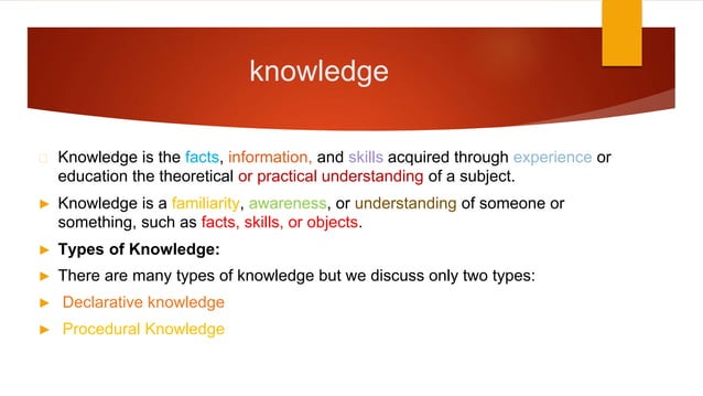 REPRESENTATION OF DECLARATIVE KNOWLEDGE | PPTX