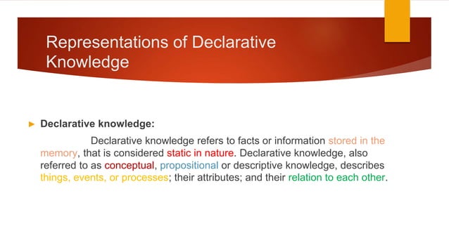 REPRESENTATION OF DECLARATIVE KNOWLEDGE | PPTX