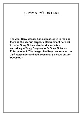 Zee sony merger | PDF