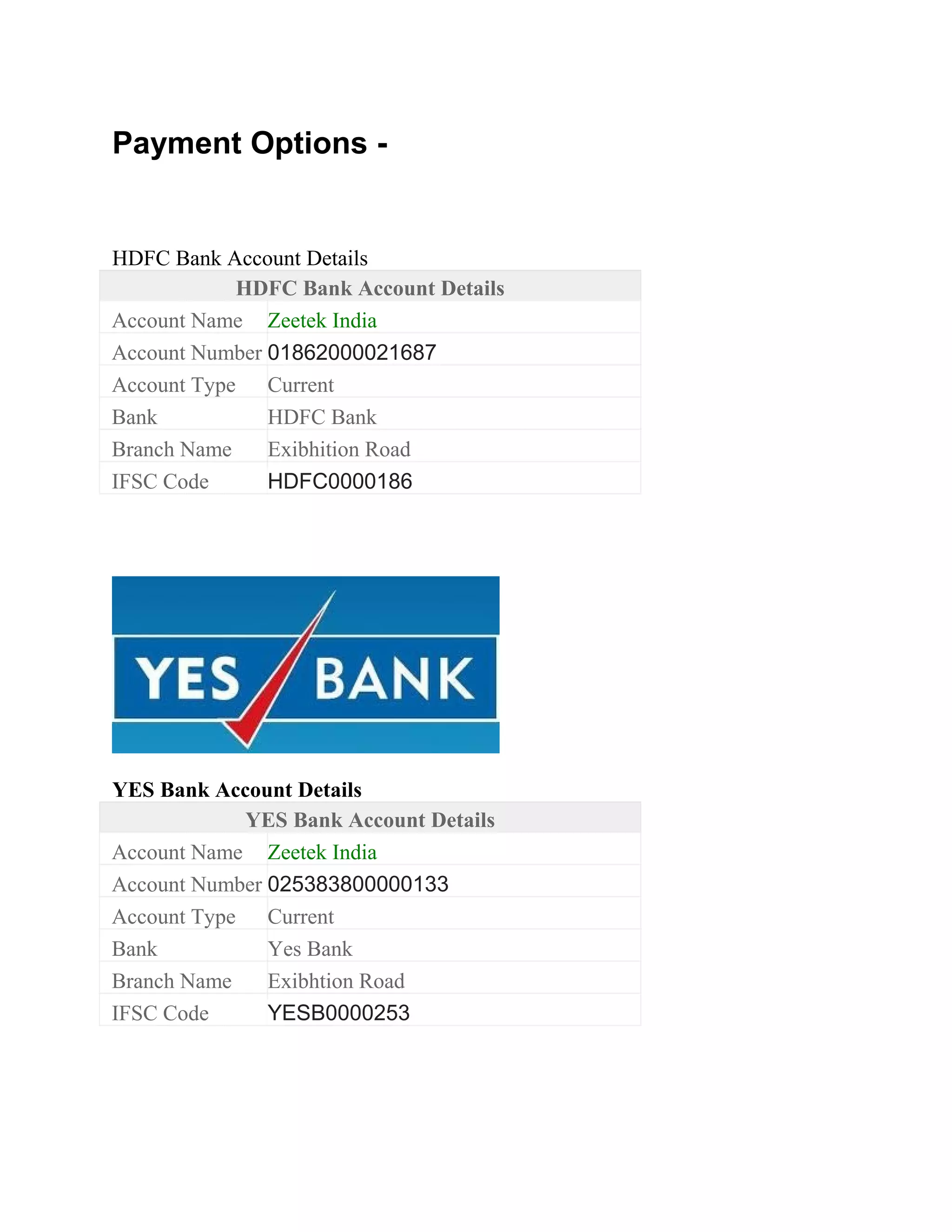 Zeetek bank details | DOC