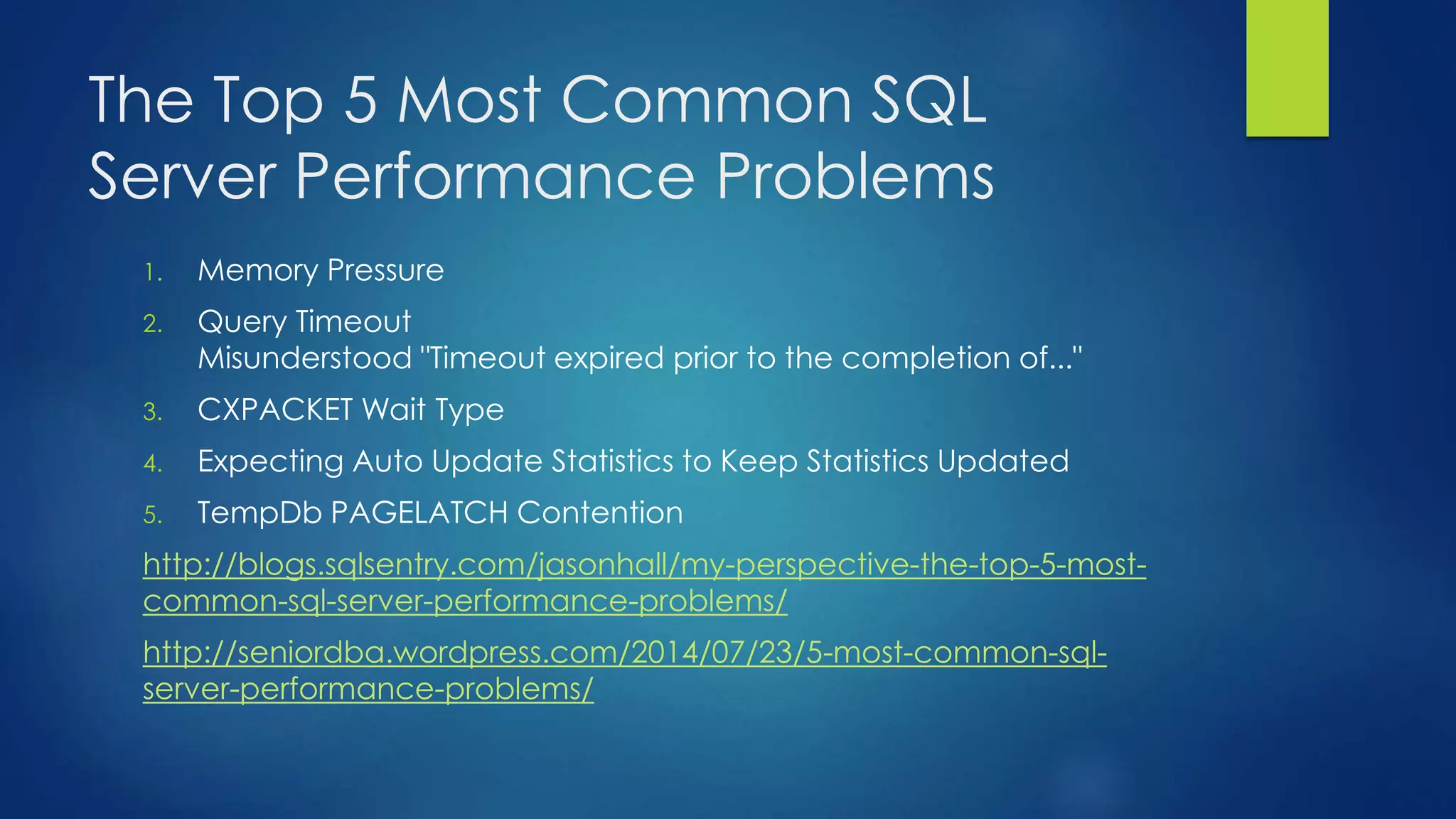 Common SQL Performance Issues | PPT Common SQL Performance Issues | PPT