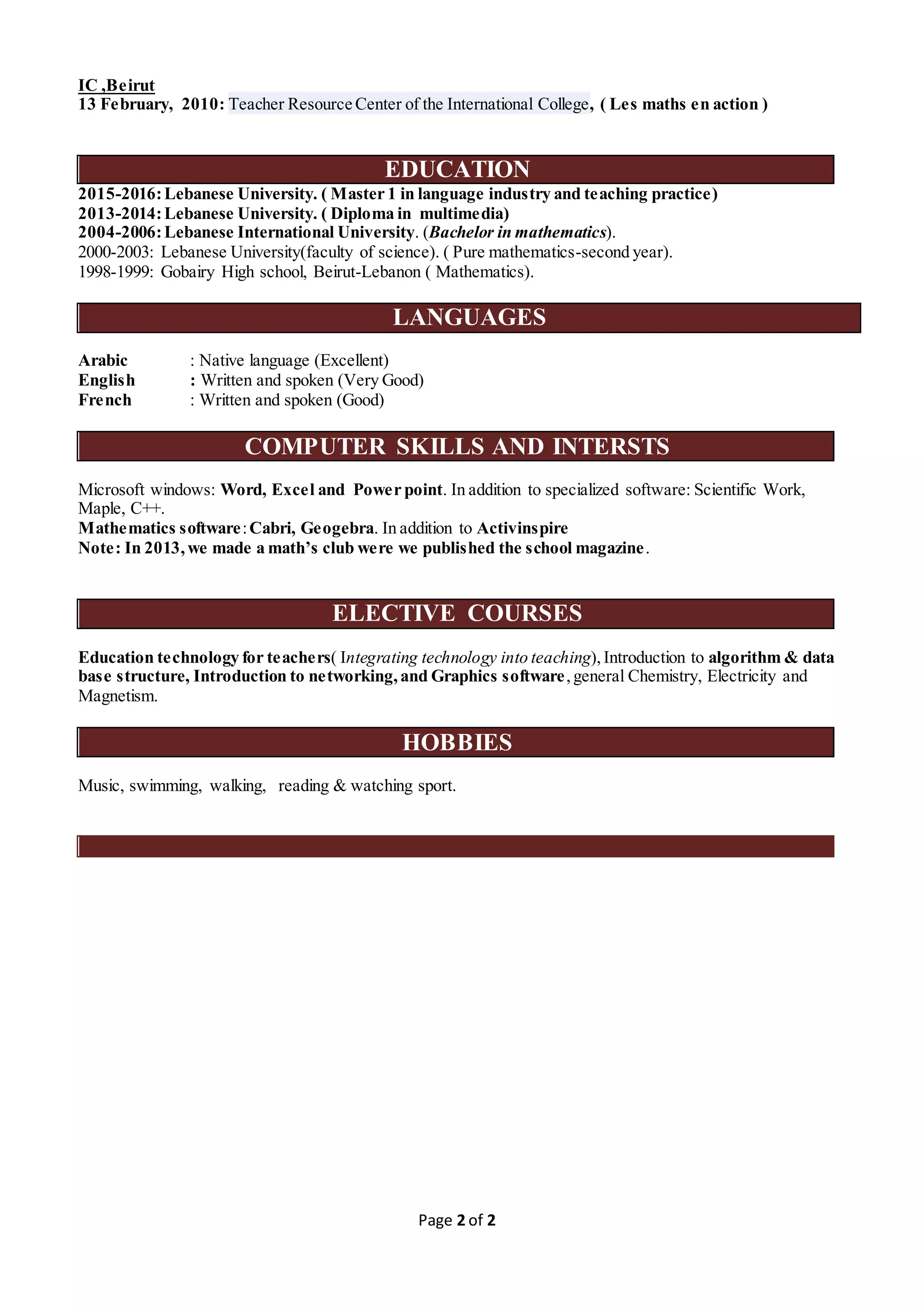 Zeinab zein eddine nationality for blog | DOCX | Education industry ...