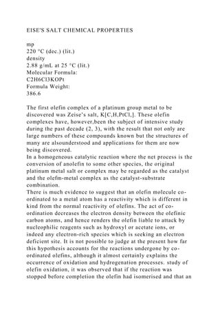ZEISES SALT - KPtCl3(C 2 H 4) Paper #3November 18,.docx