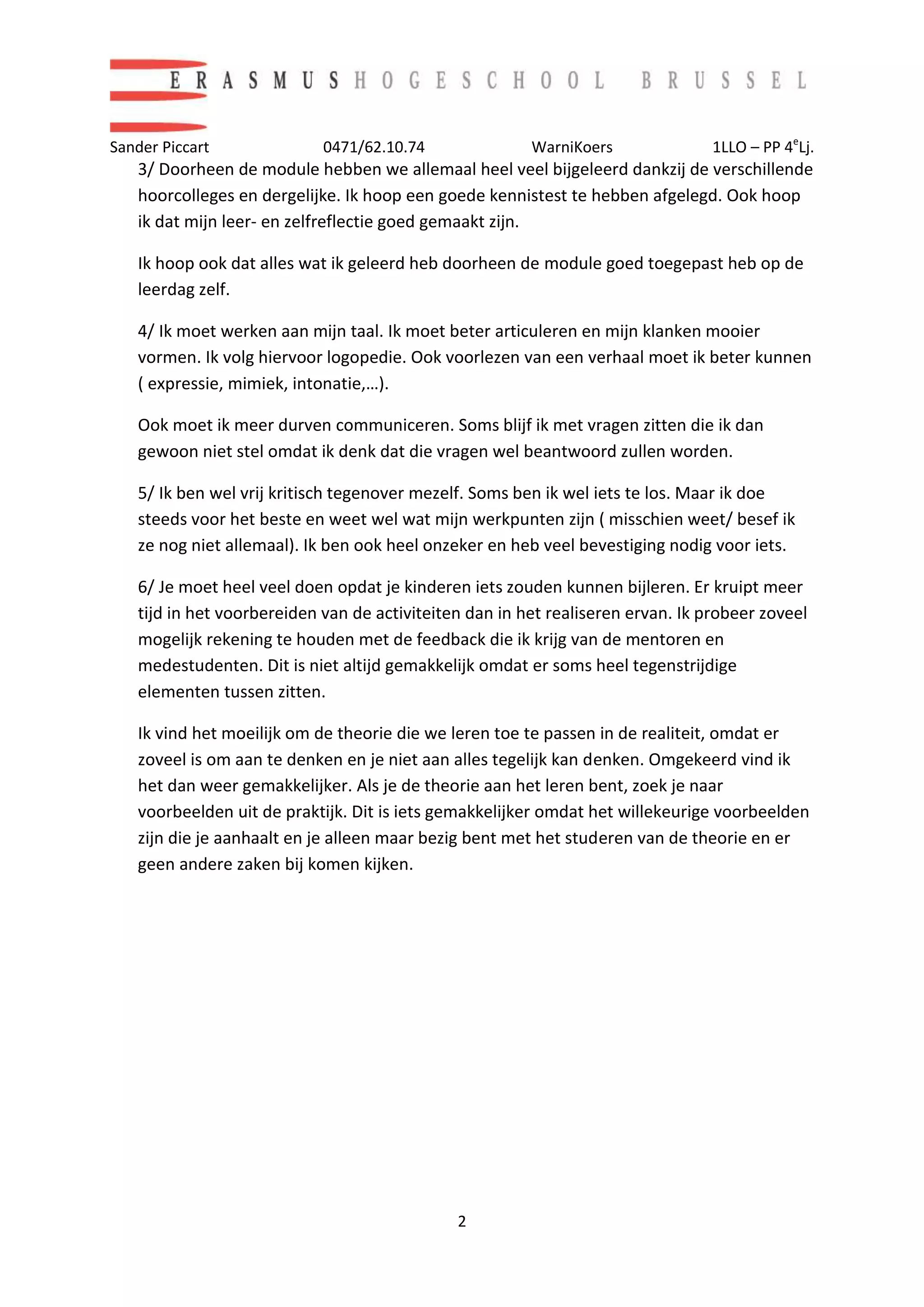 Zelfreflectie | DOCX