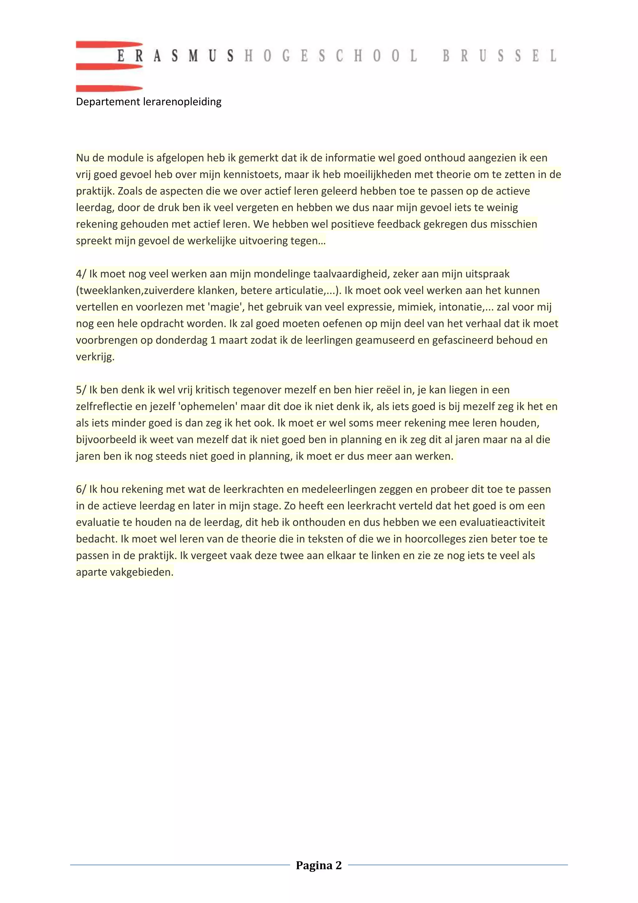 Zelfreflectie | DOCX