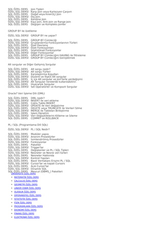 öZel sql dersi̇ bakirköy | PDF