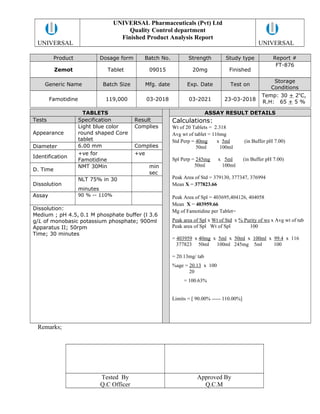 Zemot 20 mg c.a report ok | PDF