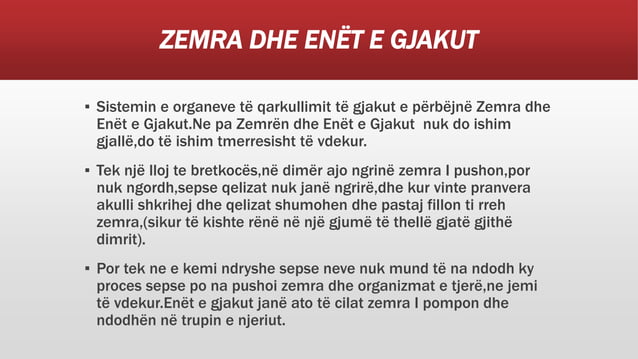 Zemra dhe Enet e gjakut | PPTX