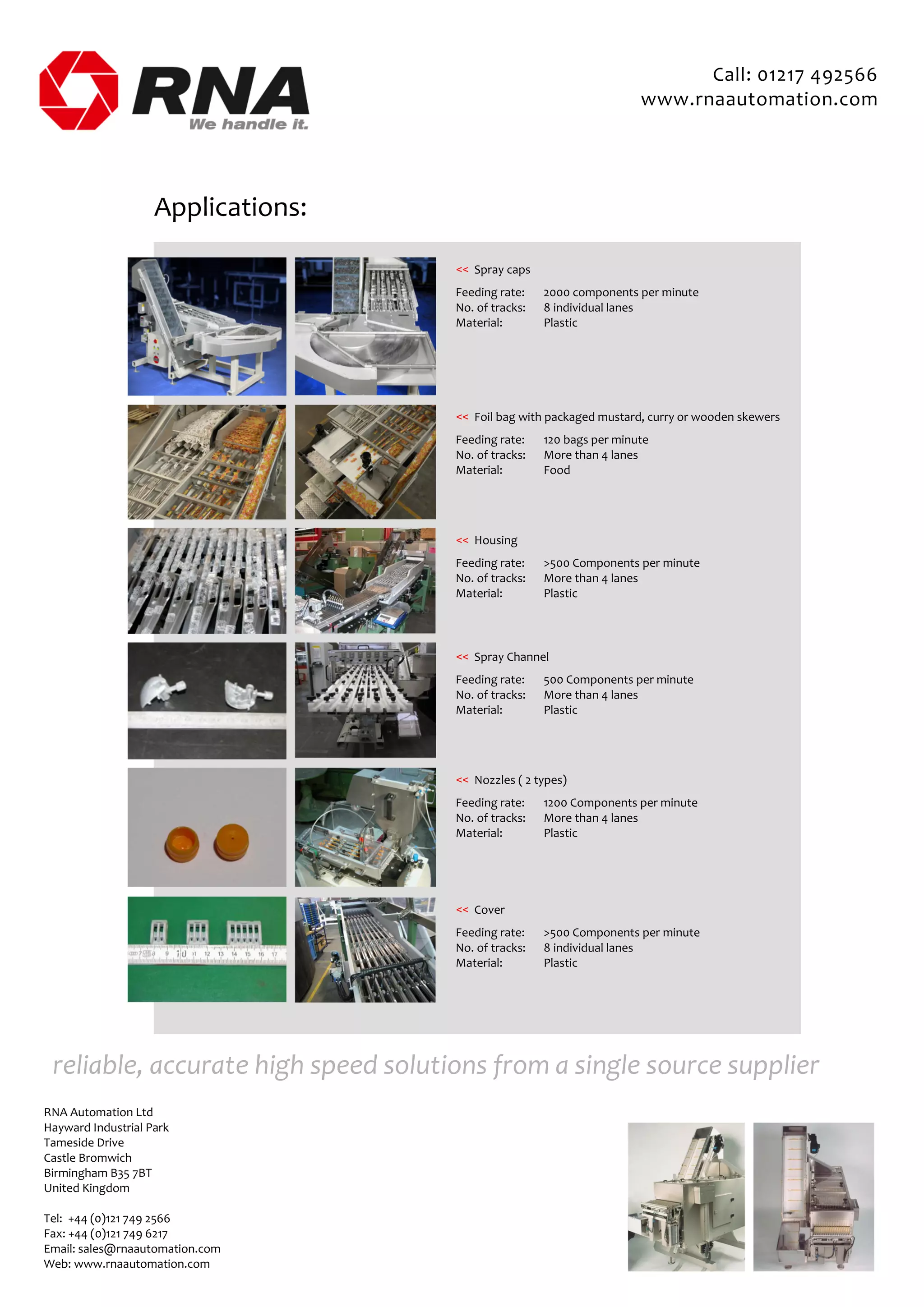 RNA Multi Lane High Speed Linear Feeder | PDF
