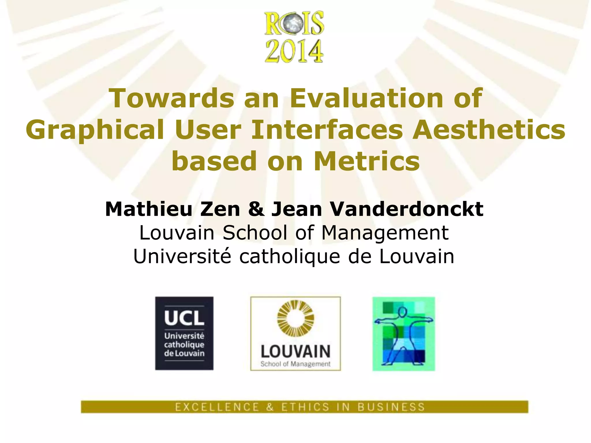 Towards an Evaluation of Graphical User Interfaces Aesthetics based on ...