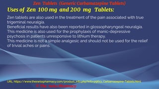 Zen Tablets (Generic Carbamazepine Tablets) | PDF