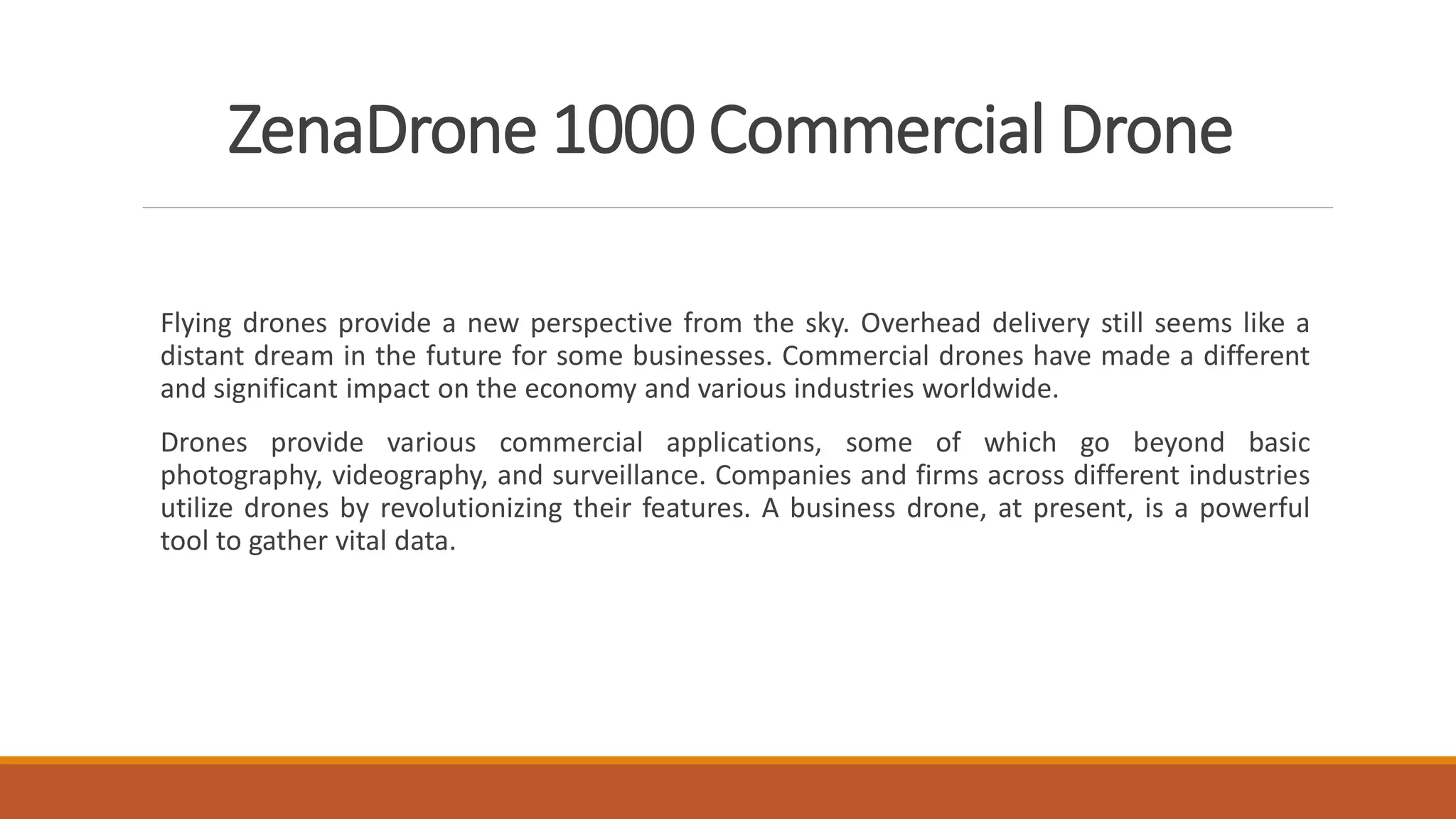 Zena drone 1000 uses in Commercial Drone Industry | PDF