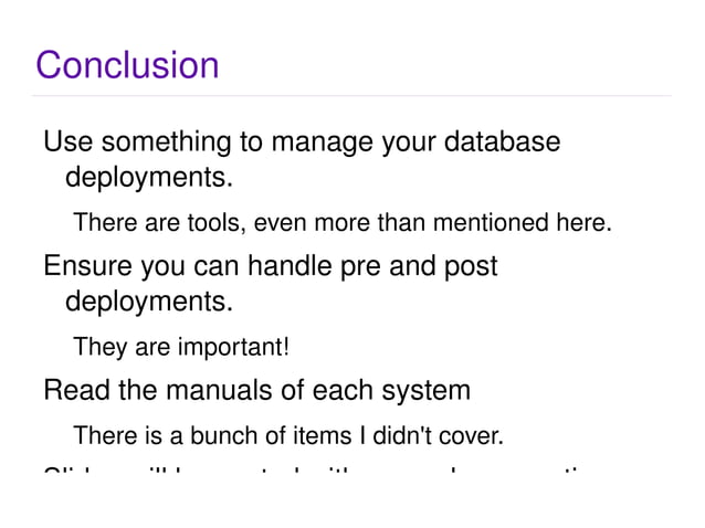 Handling Database Deployments | ODP | Databases | Computer Software and Applications