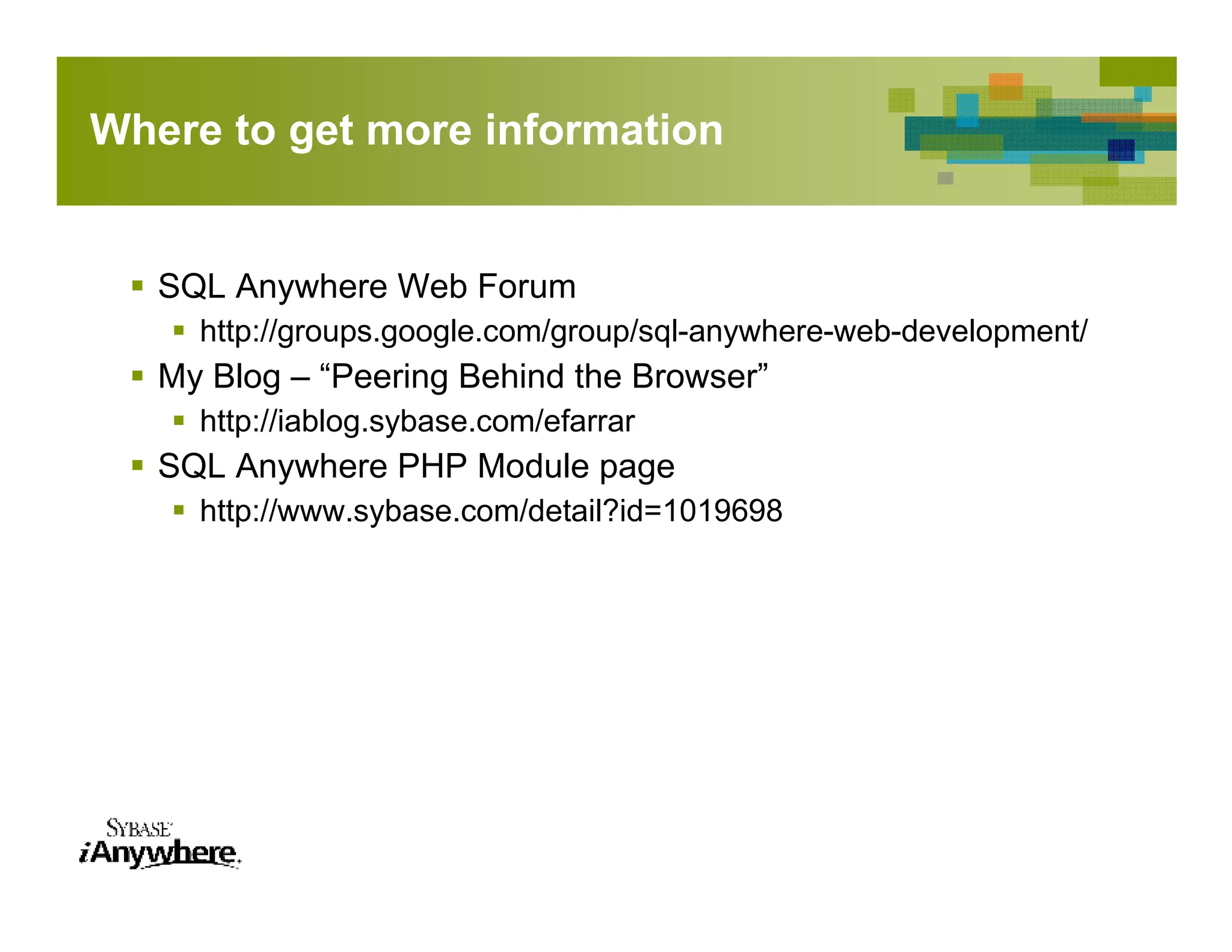 Taking it all offline with SQL Anywhere | PPT