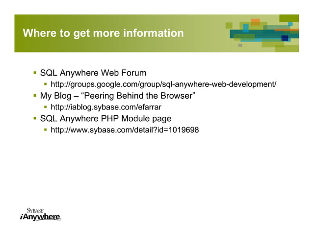 Taking it all offline with SQL Anywhere | PPT