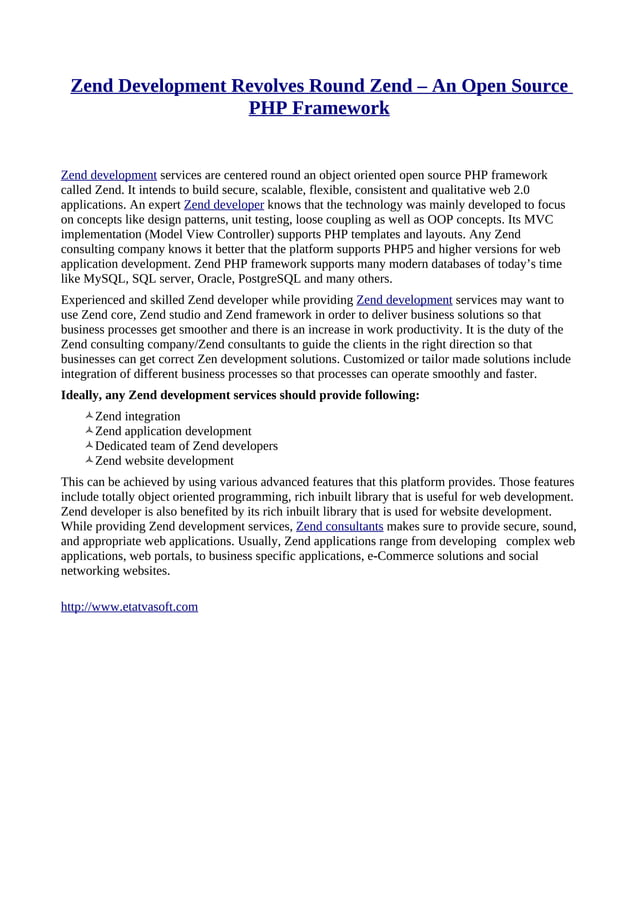 Zend development | PDF